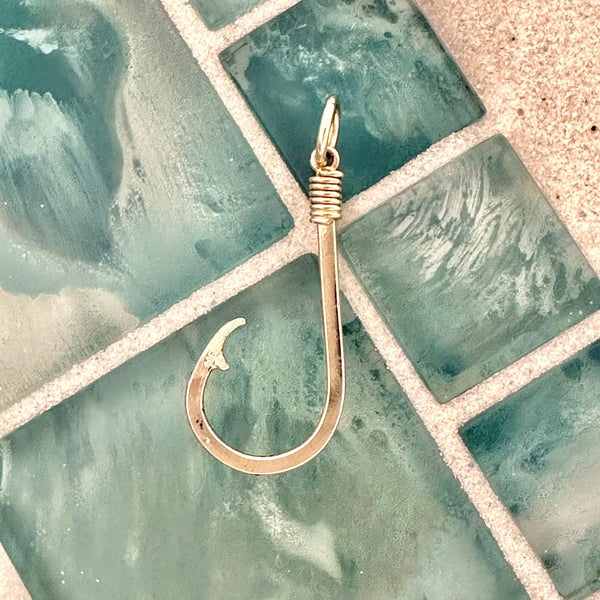 14k Yellow Gold DePaula Hand Made Hook Pendant