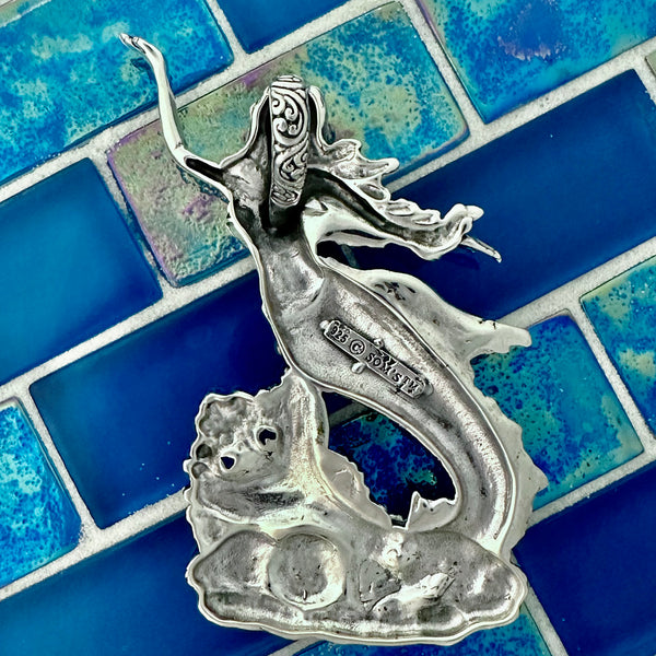 925 Sterling Silver XL Mermaid Pendant